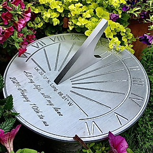 10 Year Anniversary Gift Sundial - Custom Engraved & Calibrated 10th Anniversary Gifts For Him Or Her - 10th Anniversary Gifts For Couple -10 Year Tin Anniversary Gifts Sundial