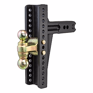 CURT 45927 Adjustable Trailer Hitch Ball Mount, 2-1/2-Inch Receiver, 10-3/8-Inch Drop, 2 and 2-5/16-Inch Balls, 20,000 lbs, Black