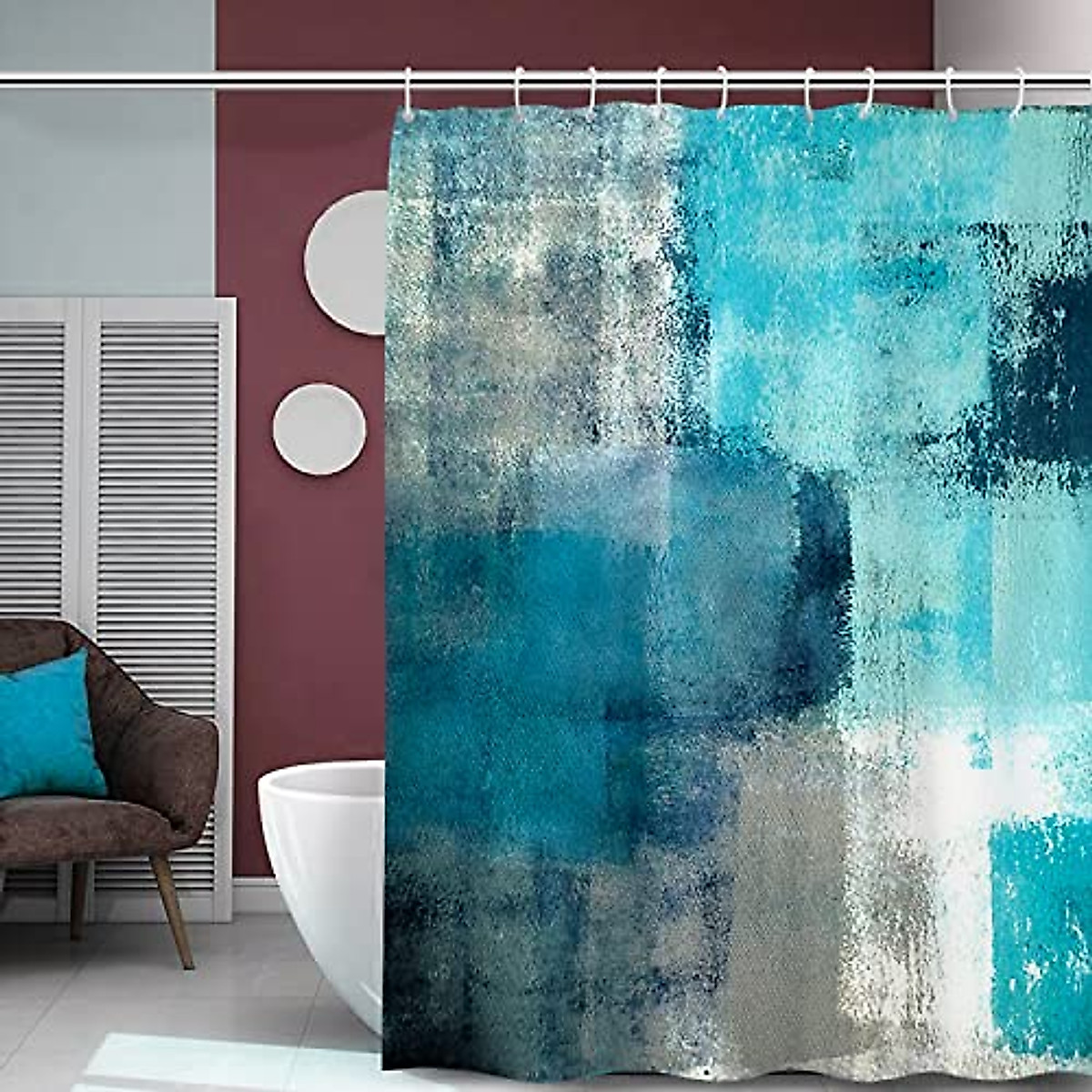 YEZEX Shower Curtain Set with 12 Hooks - Waterproof Polyester Fabric Shower Curtains for Modern Home Bathroom Decorations, Machine Washable, 72"x72"