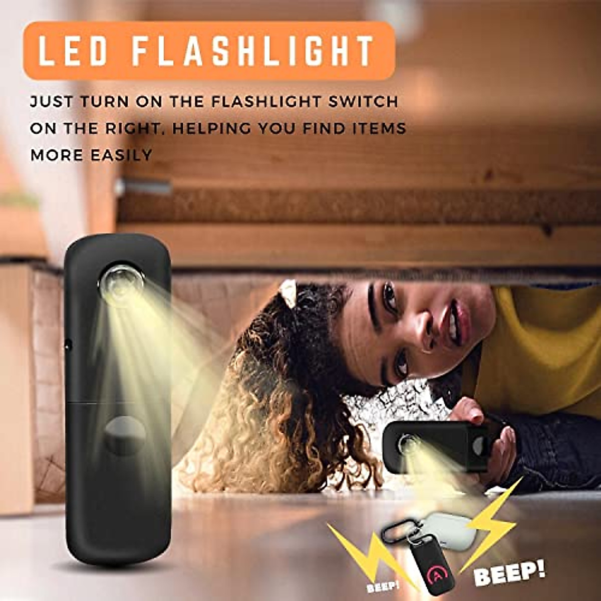 Key Finder Locator, eirix RF Item Tracker with Super-Long Working Range, Wireless Key Tracker with LED Flashlight for Finder Lost Car Keys Pets Dogs Cats