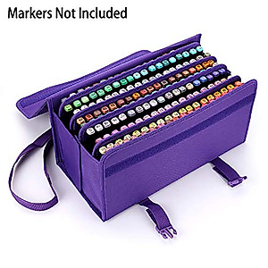 BTSKY New 171 Slots Marker Case Lipstick Organizer-Canvas Markers Holder for Markers and Sketch Markers Purple