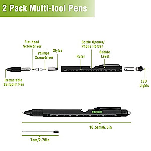 Gifts for Men Dad Him, Fathers Day, 10 in 1 Multi-tool Pen Sets, Birthday Gift Ideas for Husband Grandpa, Unique Tech Gifts from Wife Son Daughter Kids, Cool Gadgets Stuff (Black+Yellow)