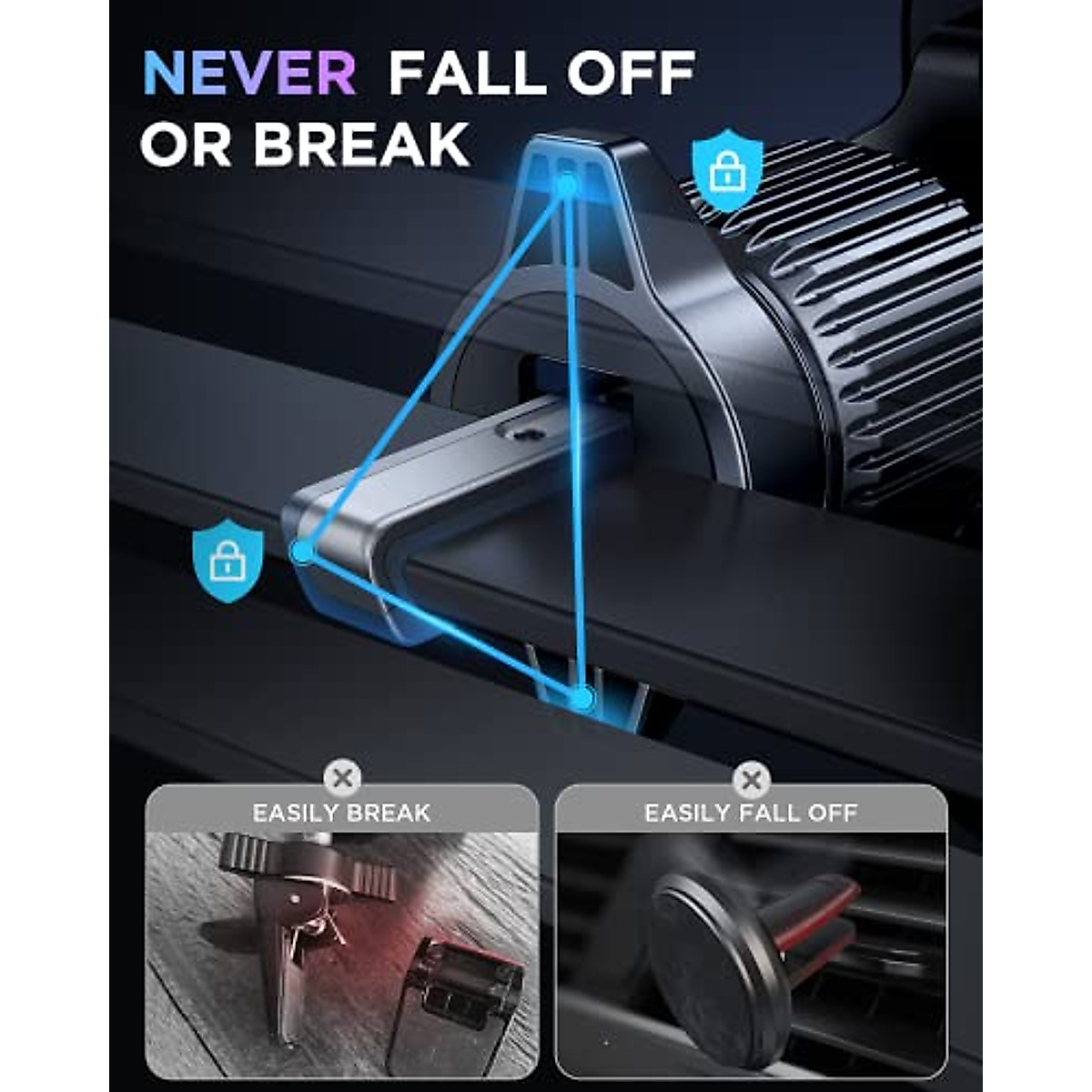 Magnetic Wireless Car Charger Mount, Compatible with MagSafe Car Mount Charger for iPhone 14 13 12 Pro Max Plus Mini, Auto Clamping (Power Supply not Included)