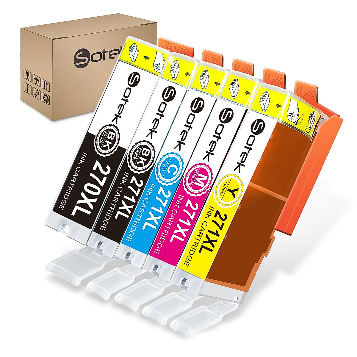 Sotek 270XL 271XL 270 271 XL C A K E Ink Cartridges 5 Color, Work with Pixma MG5720 MG5721 MG5722 MG6820 MG6821 MG6822 MG7720 TS5020 TS6020 TS8020 TS9020 Printers (BK/BK/C/M/Y)