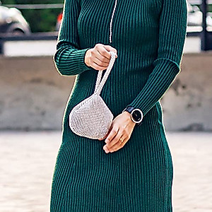 New Groupcow Women's Evening Bags Glitter Rhinestone Triangle Purse Party Prom Wedding Purse