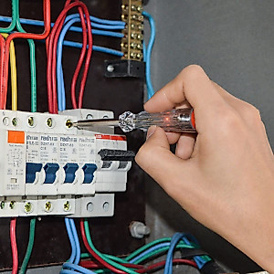 Gunpla 11 Pieces VDE Insulated Screwdriver Set, 1000V with Black Tip Magnetic, TPR Handle Electrician Soft-Grip Slotted Phillips and Pozi Tools with Safety Tester for Electrician Repair