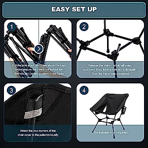 RCCQPP Camping Chairs - Lightweight, Compact, and Folding Chairs Foldable Backpacking Chair - Ultra Durable for Hiking, Beach, Lawn - Aluminum Alloy Frame, Side Pockets - Ideal for Adults and Kids