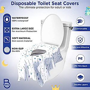 30 Pack BABEnjoy Toilet Seat Covers Disposable - Extra Large - Disposable Toilet Seat Covers for Kids, Toddlers, Adults, Use for Potty Training, Public Bathroom, Airplane Toilet Seat Cover Spot Style