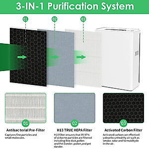 2 Pack G3 Air Purifier Replacement Filter for AMEIFU G3 Air Purifier, VEWIOR A3 and Tailulu HQZZ-260 Air Cleaner Purifier,3 in 1 Filtration HEPA Filter