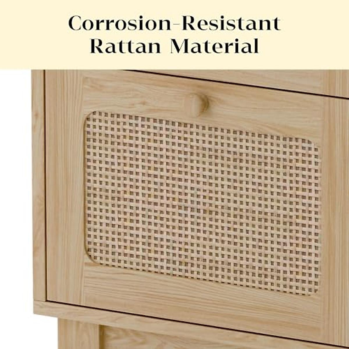 Modern Wicker Rattan Nightstand Set of 2,Rattan Stand with Drawer and Charge Station, Wooden Side Table for Small Spaces, Natural Wood BedsideTable for Bedroom,Easy Assembly(with Charging Station,2)