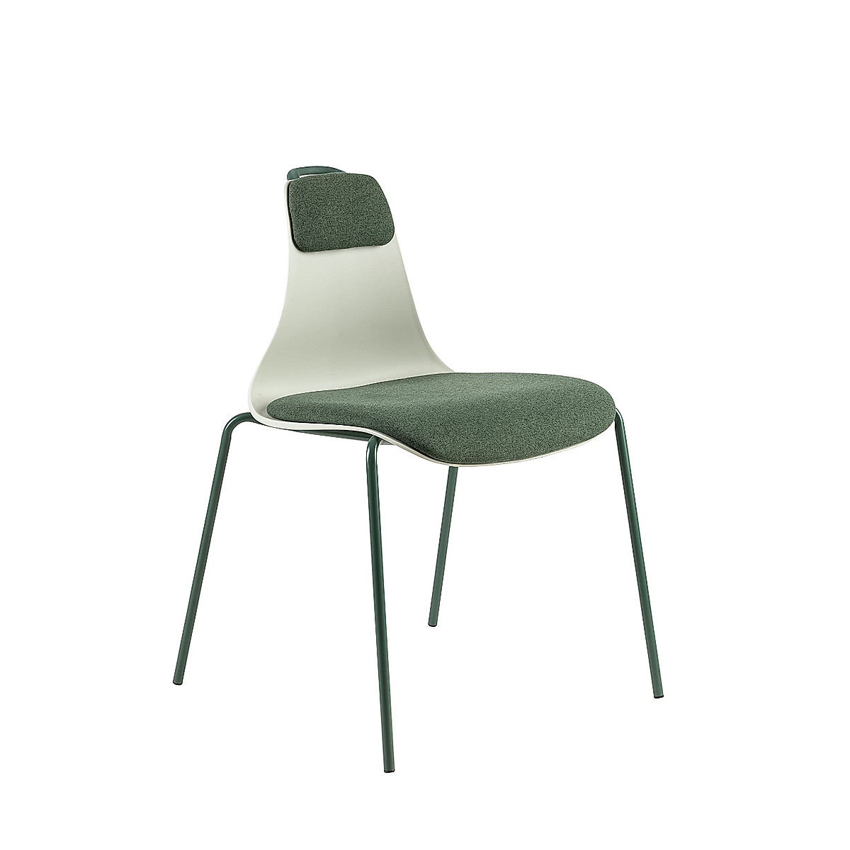 HESIEU Dining Chair Set of 2, Leisure Chair with Color-Blocking Cushions, Tilted 15°, Iron Legs with Silent Cushions, Double Back Support, Suitable for Dining Rooms, bedrooms and Living Rooms (Green)