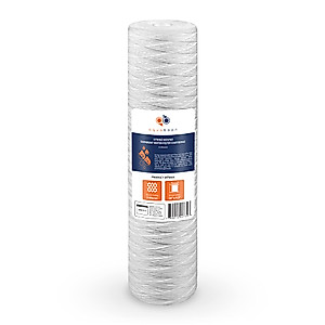 Aquaboon 1-Pack of 5 Micron 20" String Wound Sediment Water Filter Replacement Cartridge & Aquaboon 1-Pack Sediment Water Filter Cartridge | Universal Whole House 5 Micron 20 inch Cartridges
