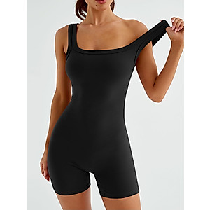 AUTOMET Jumpsuits for Women Casual Sexy Bodysuit Workout Athletic Rompers Sleeveless One Piece Summer Outfits Shorts Gym Trendy Maternity Clothes
