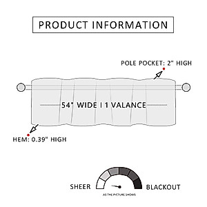 MRTREES Grey Sheer Kitchen Valance for Windows 1 Pack, Small Modern Rod Pocket Voile Valance Curtain Window Treatment Decor for Living Room Bathroom Cafe Laundry Basement, 54" W x 16" L