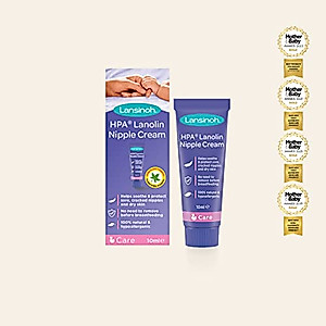 Lansinoh HPA Lanolin Nipple Cream for Sore Nipple & Cracked Skin, 100% Natural Single Ingredient, Breastfeeding Essential, Tasteless, odourless, Hospital Bag, moisturising, 10ml