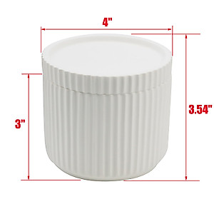 MY MIRONEY 12oz Cotton Swab Container with Lid, Diatomaceous Earth Cotton Swabs Holder White Round Storage Canisters for Cotton Swabs, Cotton Balls, Makeup, Bathroom Accessories
