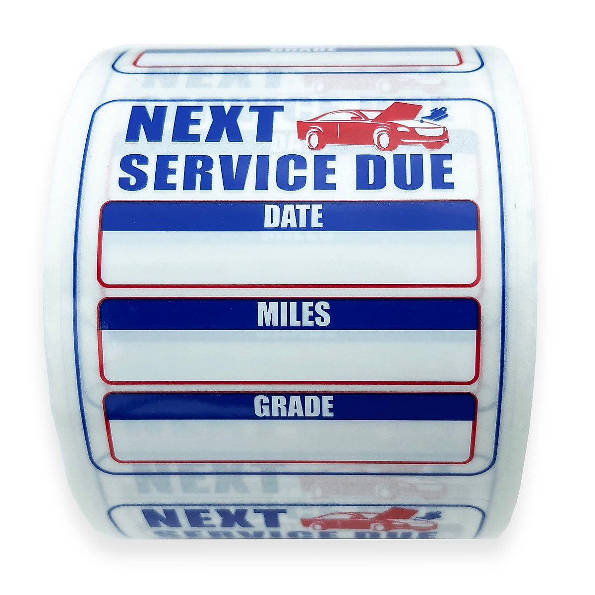Oil Change Stickers 250 Pcs Per Roll-Service Reminder Stickers-2 inches x 2 inches Premium Clear Stock-Windshield Stickers-Checkered Flag- Peel & Write and Stick with No Residue Car Sticker