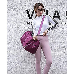 WSLCN Travel Duffel Bag Gym Sports Duffle Bag with Wet Pocket & Shoes Compartment Water Resistant Luggage Packable Duffle Bag Weekender Bag for Women and Men navy purple 20-35L