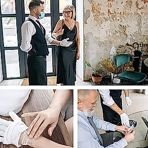 24 Pcs (12 Pair) White Cotton Gloves for Dry Hand Moisturizing Cosmetic Eczema Hand Spa and Coin Jewelry Inspection, Checking Gloves,Serving Gloves Stretchable Lining Gloves Moisturizing Gloves