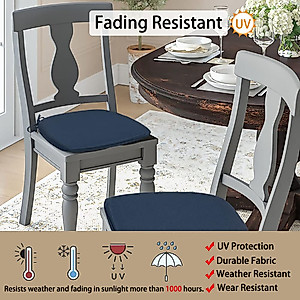 Magpie Fabrics Outdoor/Indoor 17"x16"x2" Chair Cushions with Ties Set of 2, Waterproof All Weather U-Shape Seat Pads Decoration for Patio Garden Furniture Home Office (Navy)