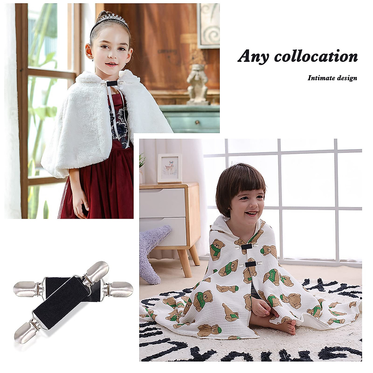 MJartoria Fit Dress Cinch Clips Back Cinch Set, Scarf Retro Cardigan Collar Shirt Shawl Coat Sweater Clips for Women (Black)