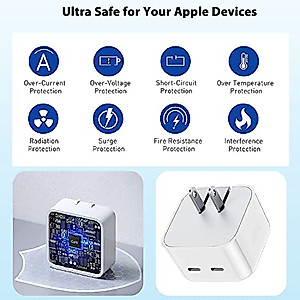 iPhone 14 13 Fast Charger, 40W Dual USB-C Quick Wall Charger[MFi Certified] 2pack 6FT Long Lightning Cable+Double Port Foldable USBC Apple Charger Fast Charging for iPhone 14/13/12/11/XR/XS/SE/iPad