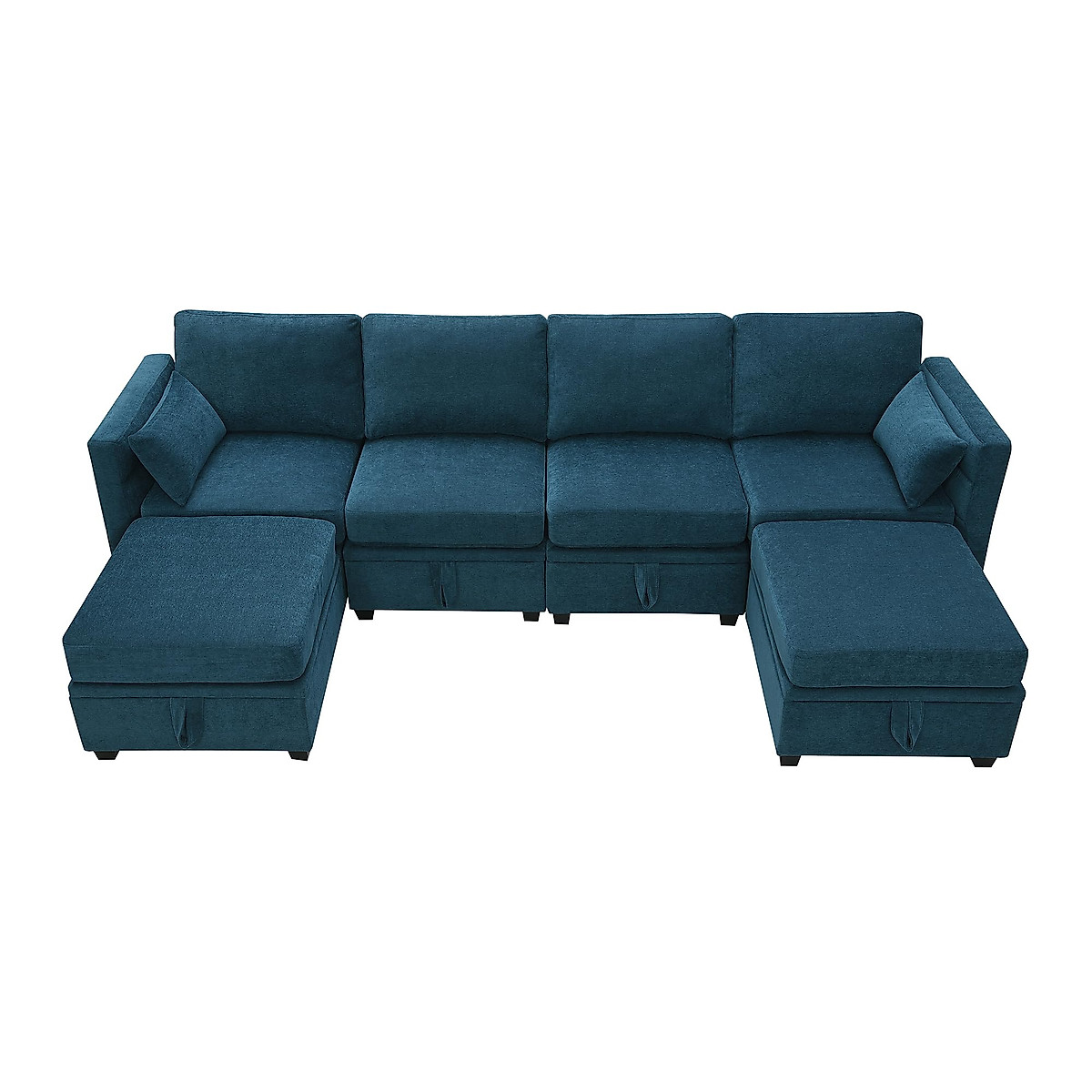 kevinplus 109" Modular Sectional Sofa Couch with Storage for Living Room, Modern U-Shape L-Shape Sofa Couch with Adjustable Armrest & Backrest & Reversible Ottoman, Chenille Fabric, Blue