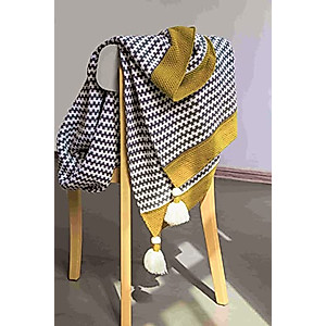 Grey Throw Blanket, Modern Striped Throw Blanket with Tassels, Knitted Soft Boho Throw Blanket for Couch Sofa Bed and Living Room- All Seasons (47.5x60 Inch)