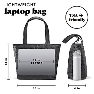 Fit + Fresh Metro Tote, 2-In-1 Laptop Bag for Women, Dual-Compartment Tote Bag with 15" Laptop Section & Insulated Cooler for Lunch, Perfect Work Bag, School Bag, Travel Purse & More, Black