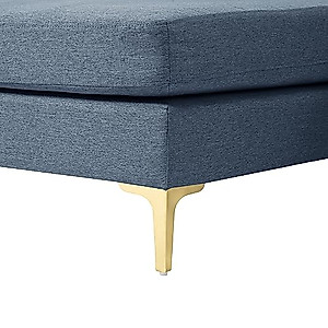 POCIYIHOME 79.5" Left Hand Facing Sectional Sofa Couch with 2 Detachable Armrest Pillows, Modern Fabric 3-Seater L Shape Chaise with Metal Legs for Living Room,Apartment,Office, Polyester, Navy Blue