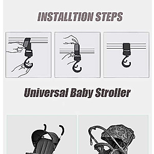 Baby Stroller Hooks, 4 Pack of Multi Purpose Hooks Adjustable Hanger Mommy Bag Hooks for Hanging Diaper Bags,Purse,Stroller Organizer
