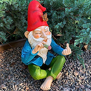 Mood Lab Garden Gnome - Relaxed Gnome - 9.6 Inch Tall Statue Lawn Garden Figurine - for Outdoor or House Decor