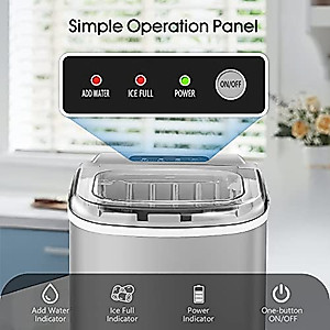 AGLUCKY Ice Makers Countertop,Portable Ice Maker Machine with Handle,Self-Cleaning Ice Maker, 26Lbs/24H, 9 Ice Cubes Ready in 8 Mins, for Home/Office/Kitchen(Grey)