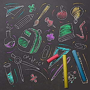 Emraw Eraser 12 White Chalk Dustless Chalk Non-Toxic 12 Color Chalkboard School Office and Sidewalk Outdoor Chalk Block Bundle for Art and Home Board Chalk with Eraser Pack of 25