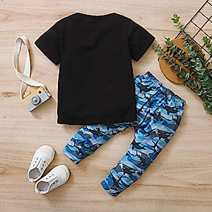 Detigee Baby Boy First Birthday Outfit Toddler Birthday Shark Pant Clothing Set (Black09,12-18 Months)