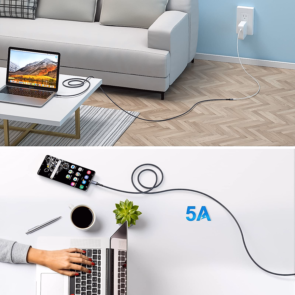 Besgoods USB C Extension Cable, 3ft USB C Male to Female Extender USB 3.2 100W Fast Charging 10Gbps Data Transfer 4K Display Compatible with iPhone 16 15 USB C Hub TB3 iPad MacBook Dell-2Pack,Black