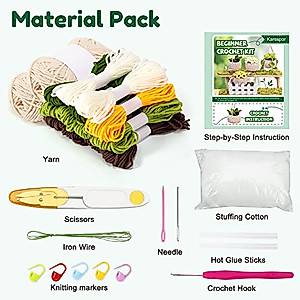 Karsspor Crochet Kit for Beginners - 4 PCS Hanging Potted Plants, Beginner Crochet Kit for Adults with Easy to Follow Tutorials, Complete Crochet Kit for Beginners Adults (Patent Product)