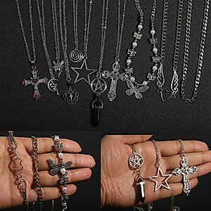 LIRUNQIN Y2k Accessories Goth Grunge Y2k Star Indie Butterfly Boho Cross Pendent Y2k Jewelry for Women Men