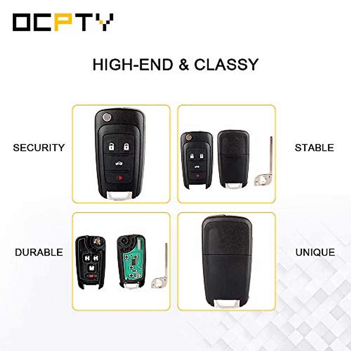 OCPTY 2 X Flip Key Entry Remote Control Key Fob Replacement for Chevy for Camaro 2010-2016 for Chevy for Cruze 2010-2016 for Chevy for Equinox 2010-2016 for Chevy for Malibu 5461A-01060512 4 Buttons