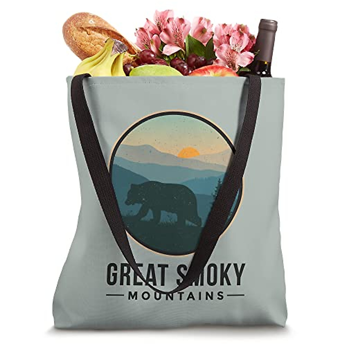 Great Smoky Mountains Retro National Park Bear Graphic Tote Bag