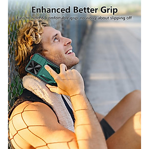 FNTCASE for iPhone 15 Pro Case: Military Grade Drop & Shock Protection Cell Phone Cover with Kickstand & Slide | Rugged Protective Bumper Textured | Heavy Duty Protector(Green)