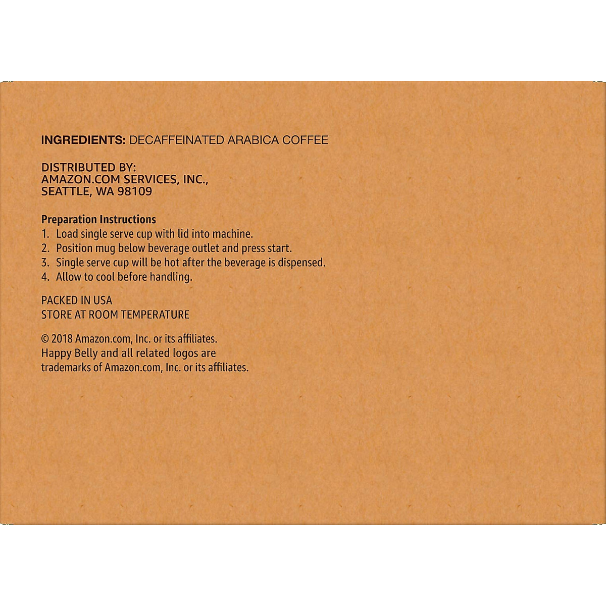 Amazon Brand - Happy Belly Decaf Light Roast Coffee Pods, Breakfast Blend, Compatible with Keurig 2.0 K-Cup Brewers