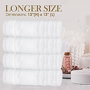 Elaine Karen 12 Pack 100% Cotton White Washcloths – Hotel & spa Absorbent Face Towels, Fingertip Terry Towels, (13'' x 13'')
