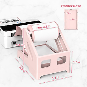 PONNOR Label Holder Thermal Label Holder for Rolls and Fanfold Labels Shipping Label Stand Desktop Printer DIY Accessory Supplies for Home, Office (Pink)