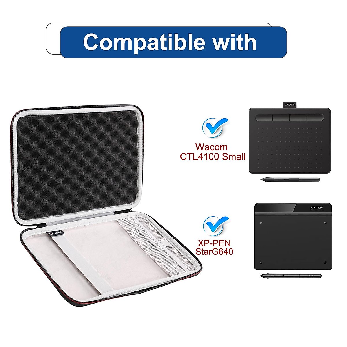 LTGEM Tablet Case for Wacom Intuos Small/Small Bluetooth Graphics Drawing Tablet fits Model # CTL4100 or XPPen Graphics Tablet fits Model # StarG640