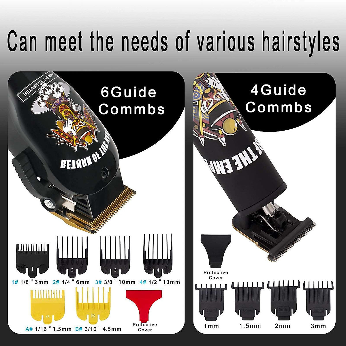 colorski Hair Clippers and Trimmer Kit for Men - Barber Clipper Hair Cutting Kit,Beard T Outliner Trimmers Haircut Grooming Kit with 10 Pcs Guide Combs(Black)…