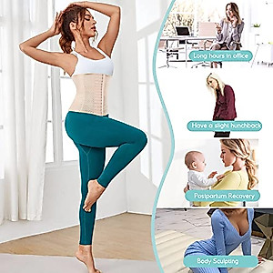 LODAY Waist Trainer for Women Weight Loss Sport Workout Body Shaper Girdle Tummy Cincher Underbust Corset (Beige, X-Large)