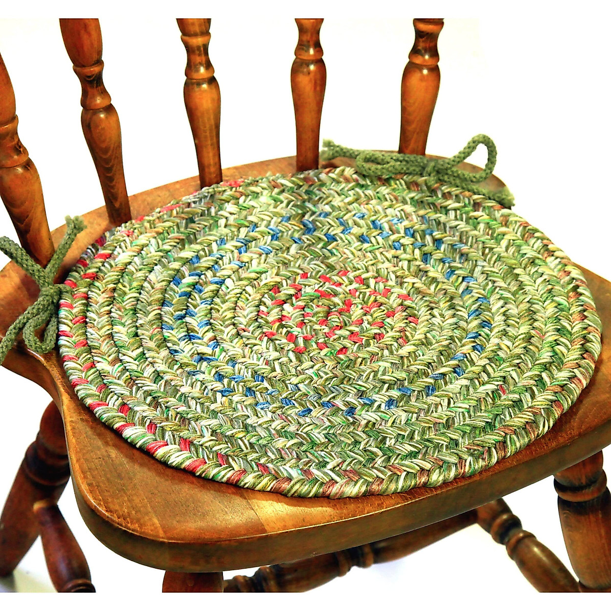 Rhody Rug Sophia SO45 Burgundy Red 15" x 15" Chair Pad Set-of-4 - Round Chair Cushion with Ties for Round Shaped Patios, Dining Room Seat - Seat Cushions, Ideal as Home Decor - Made in USA