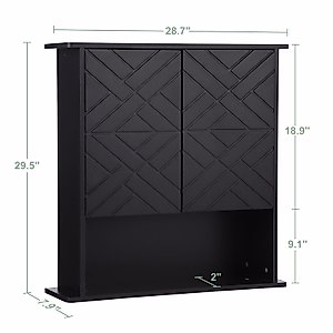 GarveeHome Medicine Cabinet with Two Door, Wood Wall Mounted Storage Cabinet with Adjustable Shelf and Towel Bar, 3-Tier Cupboard for Bathroom, Kitchen, Living Room