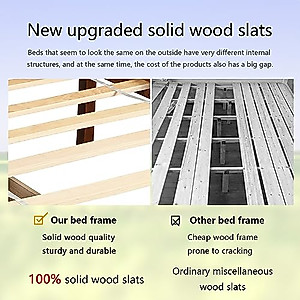 Altillo Twin Size Country Wooden Platform Bed Frames with 2 Storage Drawers/Headboard, Modern Platform Bed with Solid Wood Slat Support for Bedroom Boys Girls Adults Teens, Noise-Free (Gray)